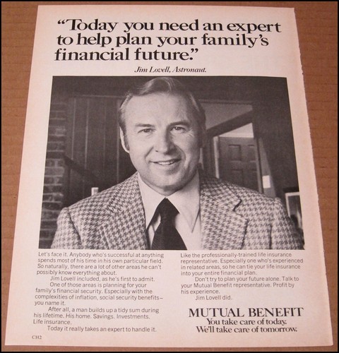 1974 Jim Lovell Mutual Benefit Life Print Ad Advertisement Apollo 13 ...
