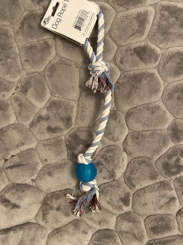 Dukes 17" Twisted Knotted Rope Hard Plastic Knobby Ball Tug Chew Dog ...