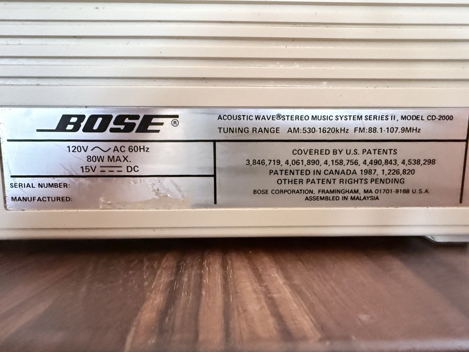Bose Acoustic Wave Music System Series II CD-2000, PARTS ONLY, Does Not ...