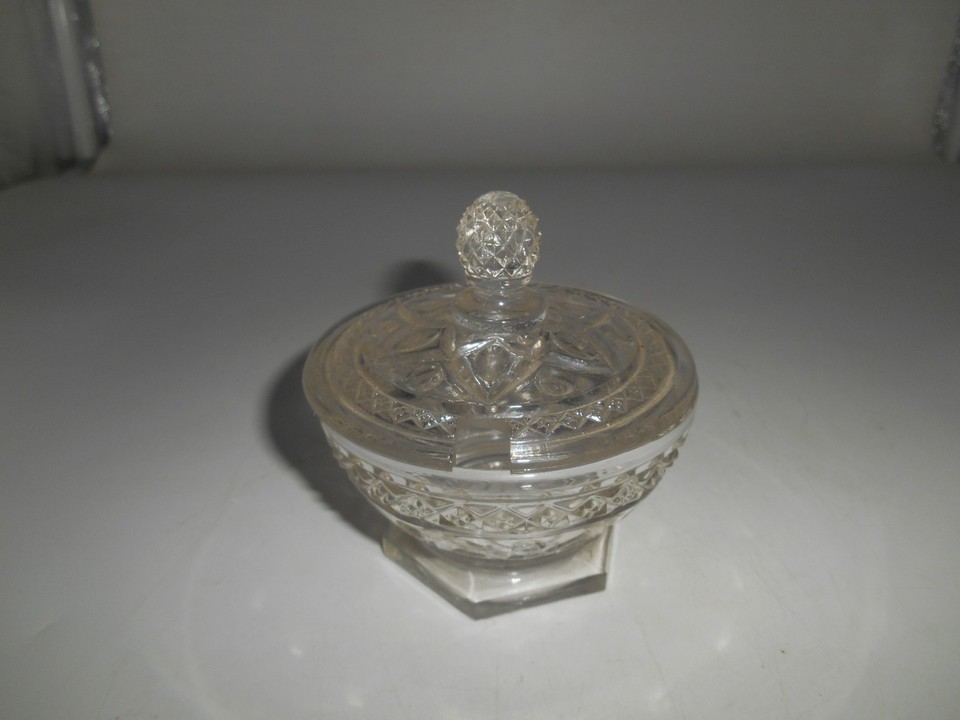 Really Cute Imperial Crystal Cape Cod pattern elegant glass Mustard Pot ...
