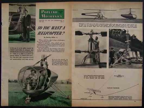 UNITED Commuter HELICOPTER Stanley Hiller 1947 article | eBay