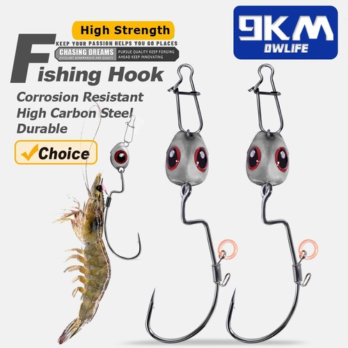 10Pcs Live Shrimp Hooks Jig Head EWG Hooks Swimbait Live Shrimp Holder ...