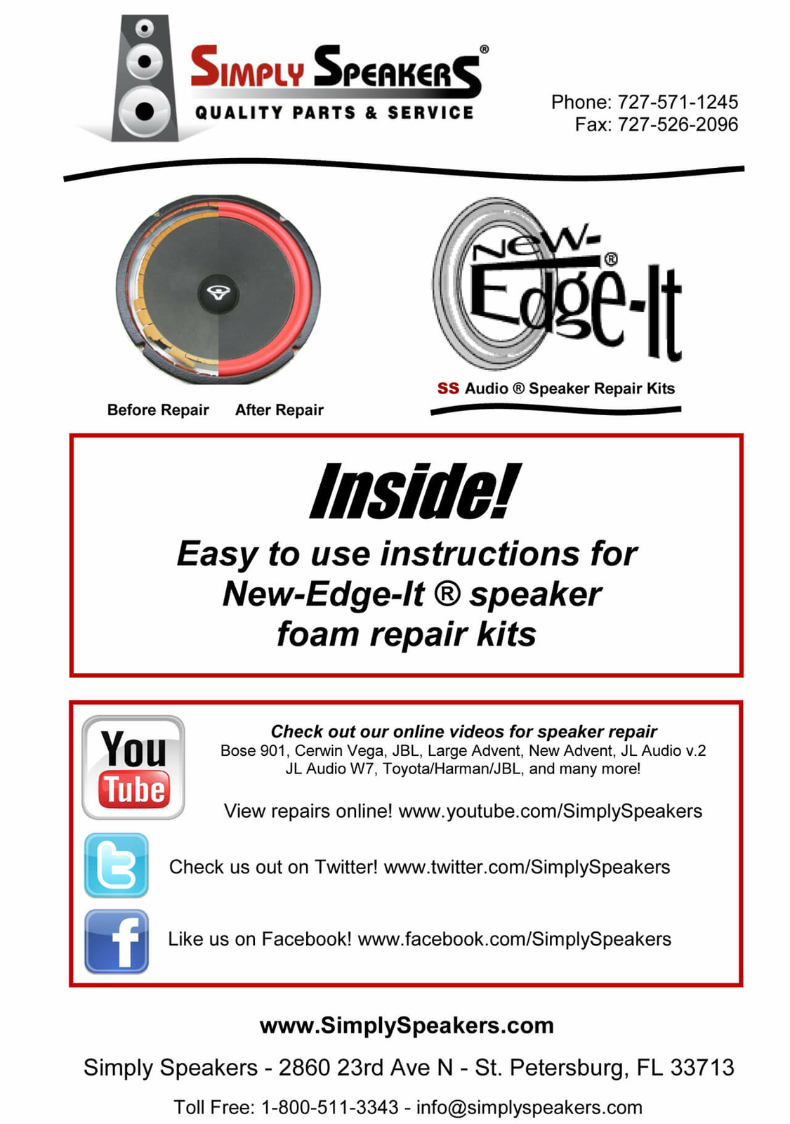 ESS PS-4, 4A, 4B, 5A, 5B, 5C, PS-10, PS10, 10" Foam Edge Repair Kit ...