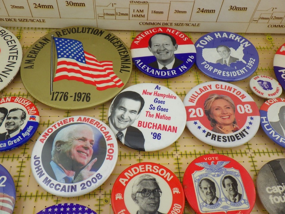 Political Pinback Button Collection Lot x67 Assortment Mix Old Vintage ...
