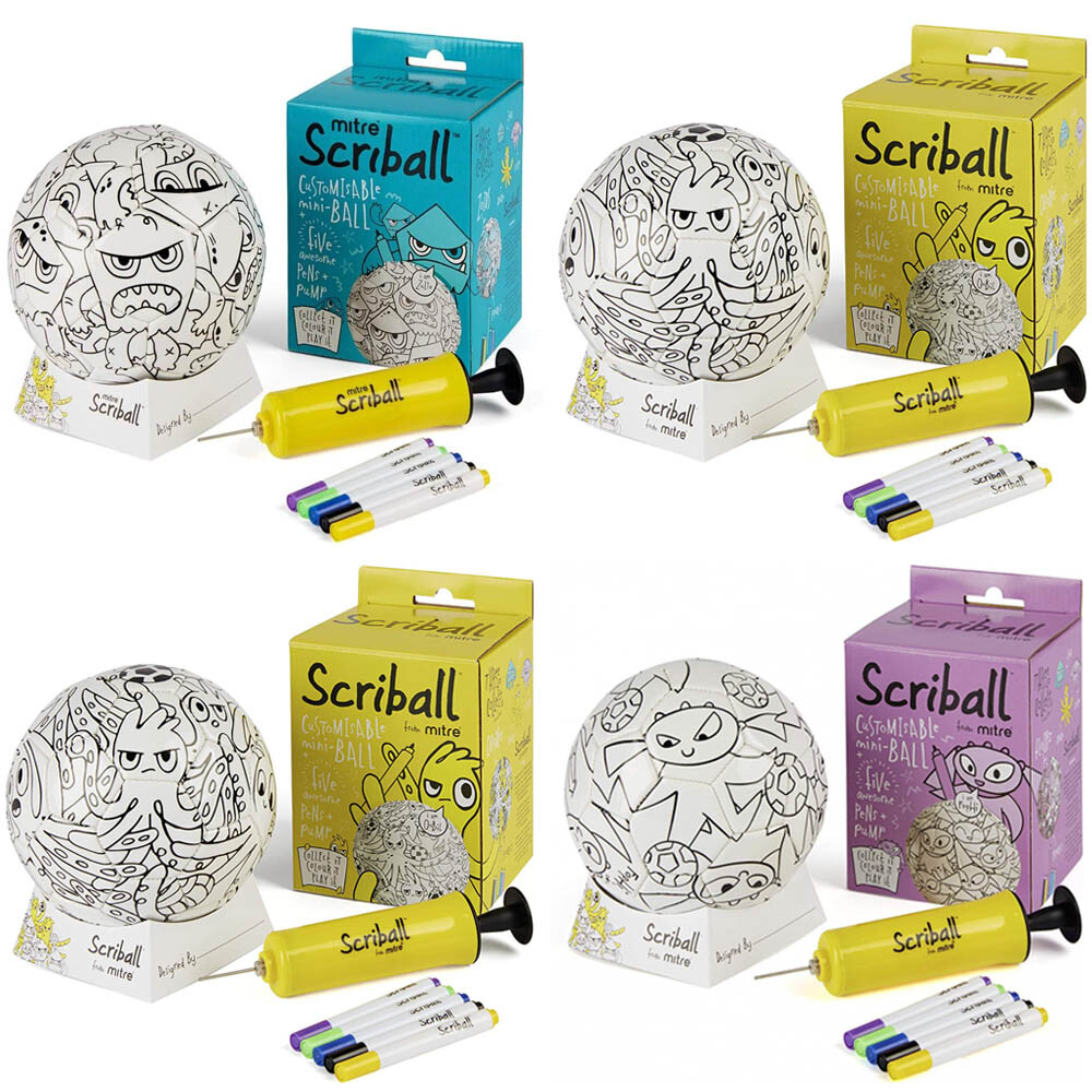 Mitre Scriball Personalisable Mini Football With Colouring Pens for ...