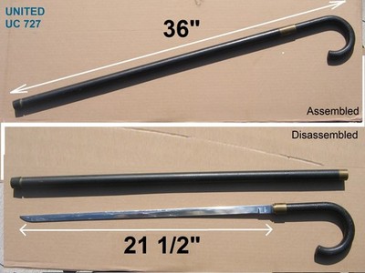 Walking Cane Handle Sword Dagger, 21.5-inch Dagger 36-inch Cane (Screw ...