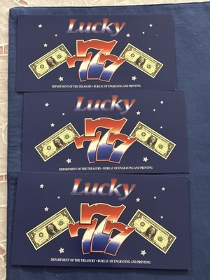3x SEALED $1 Lucky 777 NOTE US TREASURY BUREAU OF ENGRAVING RED ENVELOPE | eBay