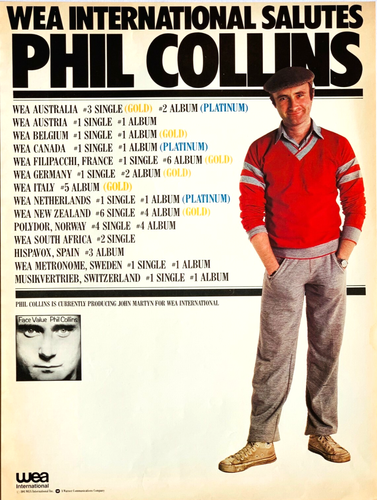 PHIL COLLINS 1981 original POSTER ADVERT FACE VALUE Genesis | eBay