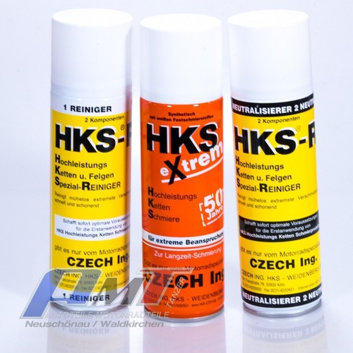 HKS Reinigungsspray und Neutralisierer incl. Kettenspray Kettenschmiere ...