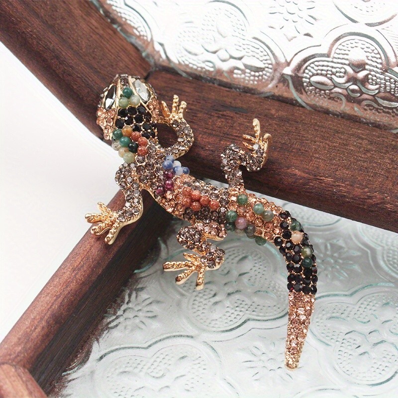 Gecko Lizard Brooch Luxury Rhinestone Animal Pin Jewelry | eBay