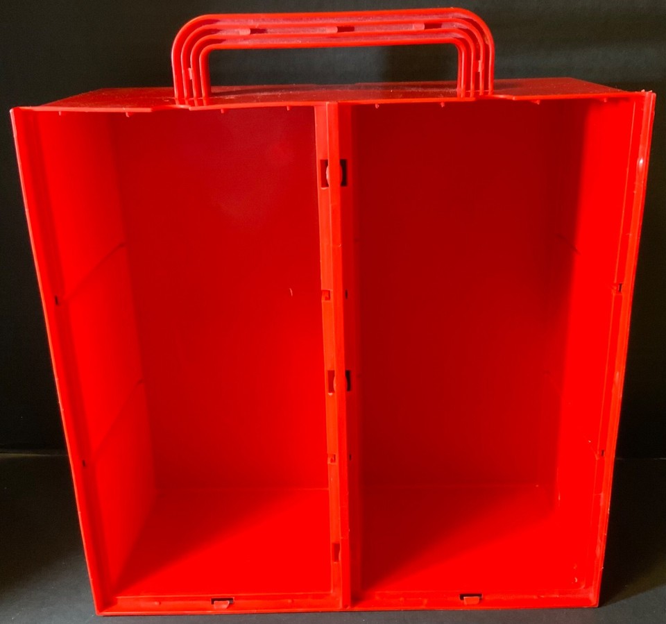 VTG Lego Red Storage Carry Case 2 Yellow Baseplates on Top No Dividers ...