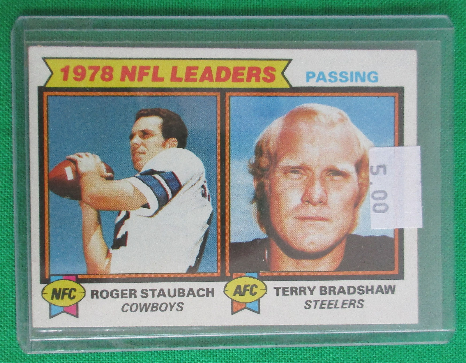 Roger Staubach Terry Bradshaw Card Football Passing Leaders 1978 Topps ...