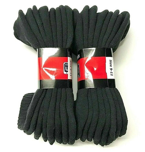 12 Pair HYTEST Black Cushion Bottom Work / Sport Low Cut Sock Size 9-11 ...