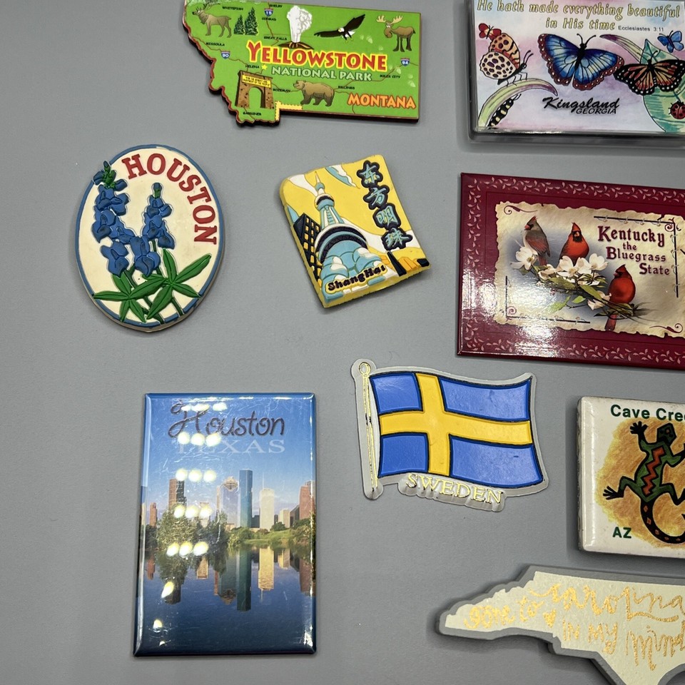 Lot Of 12 Collectible Souvenir Fridge Magnets U.S. Cities, States ...