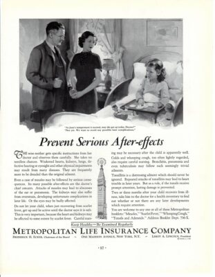 1936 Vintage print ad Metropolitan Life Insurance Prevent Serious After ...
