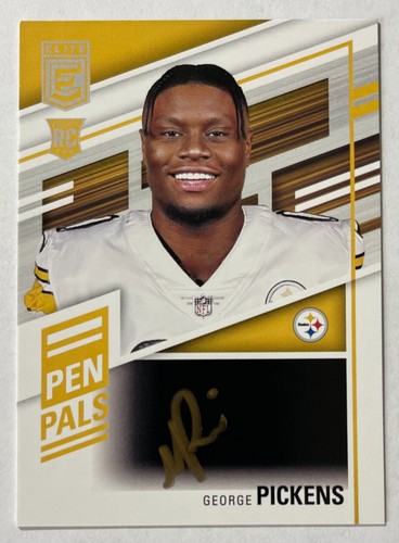 2022 Panini Donruss Elite George Pickens Pen Pals Black w Gold Ink Auto ...