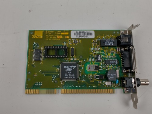 RARE VINTAGE 1994 3COM ETHERLINK III 3C509B-C ISA ETHERNET THICK THIN ...