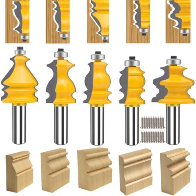 TAIWAIN 1/2 Inch Shank Router Bit Set Picture Frame Molding Woodworking ...