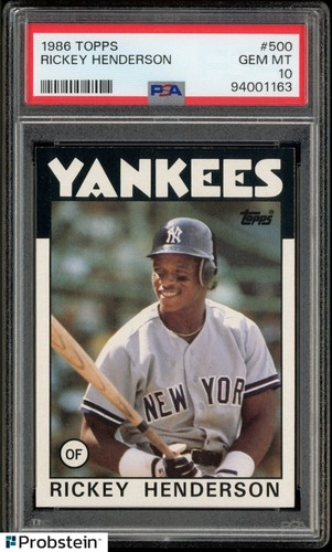 1986 Topps #500 Rickey Henderson New York Yankees HOF PSA 10 GEM MINT ...