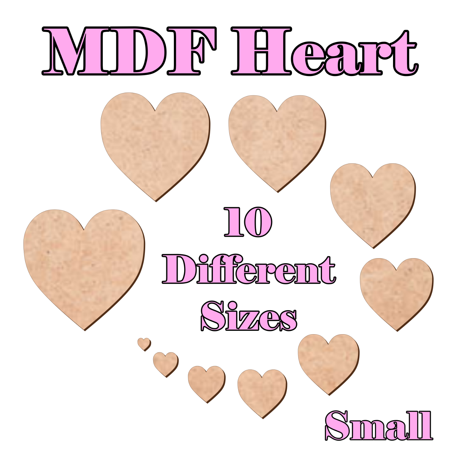 MDF Heart Shape Craft Tags 1–10 cm – Unpainted Bulk Pack for DIY ...