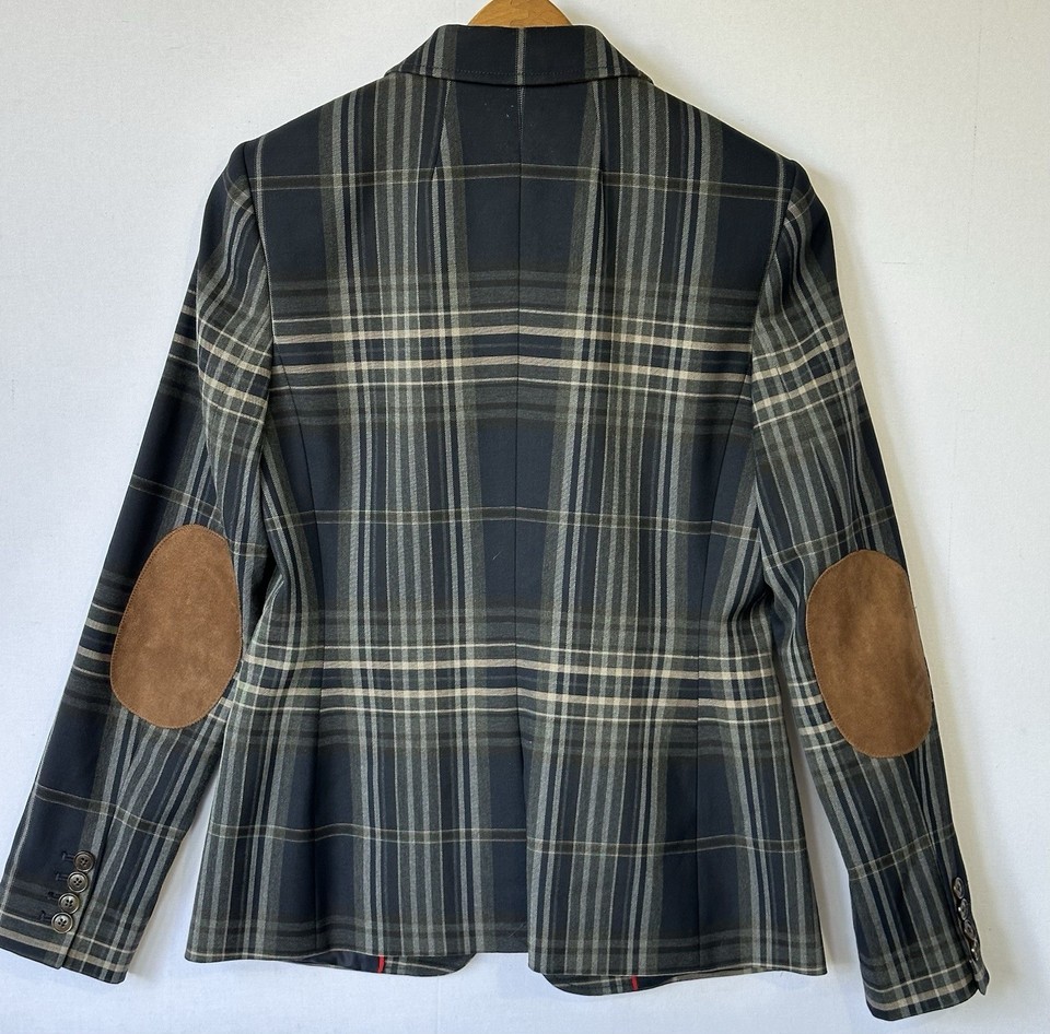 Tommy Hilfiger Plaid Retro Blazer Elbow Patches Women’s Size 2 Business ...