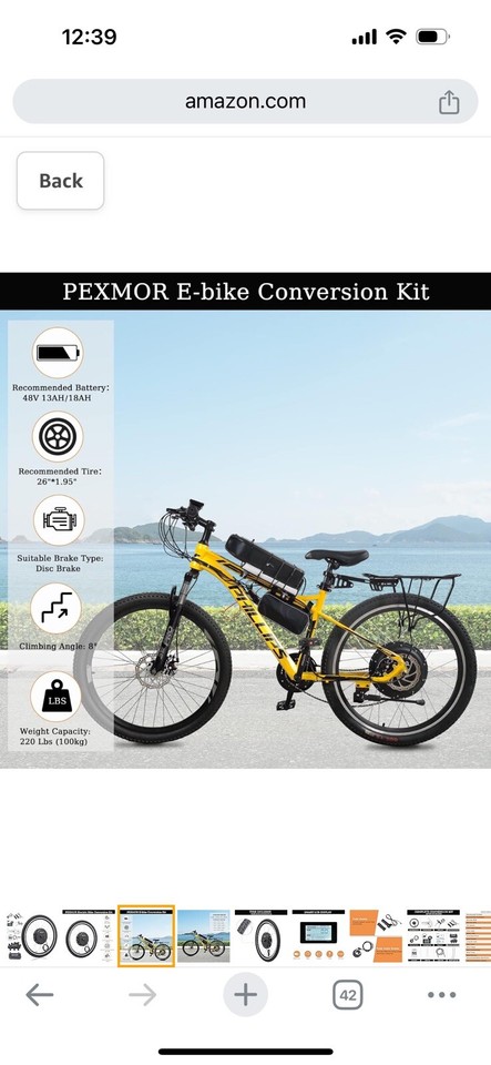 PEXMOR Electric Bike Conversion Kit, 48V 1000W /1500W 26" Front/Rear ...