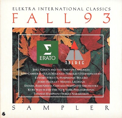 Elektra International Classics Fall 1993 Sampler Music CD - 14 Tracks ...