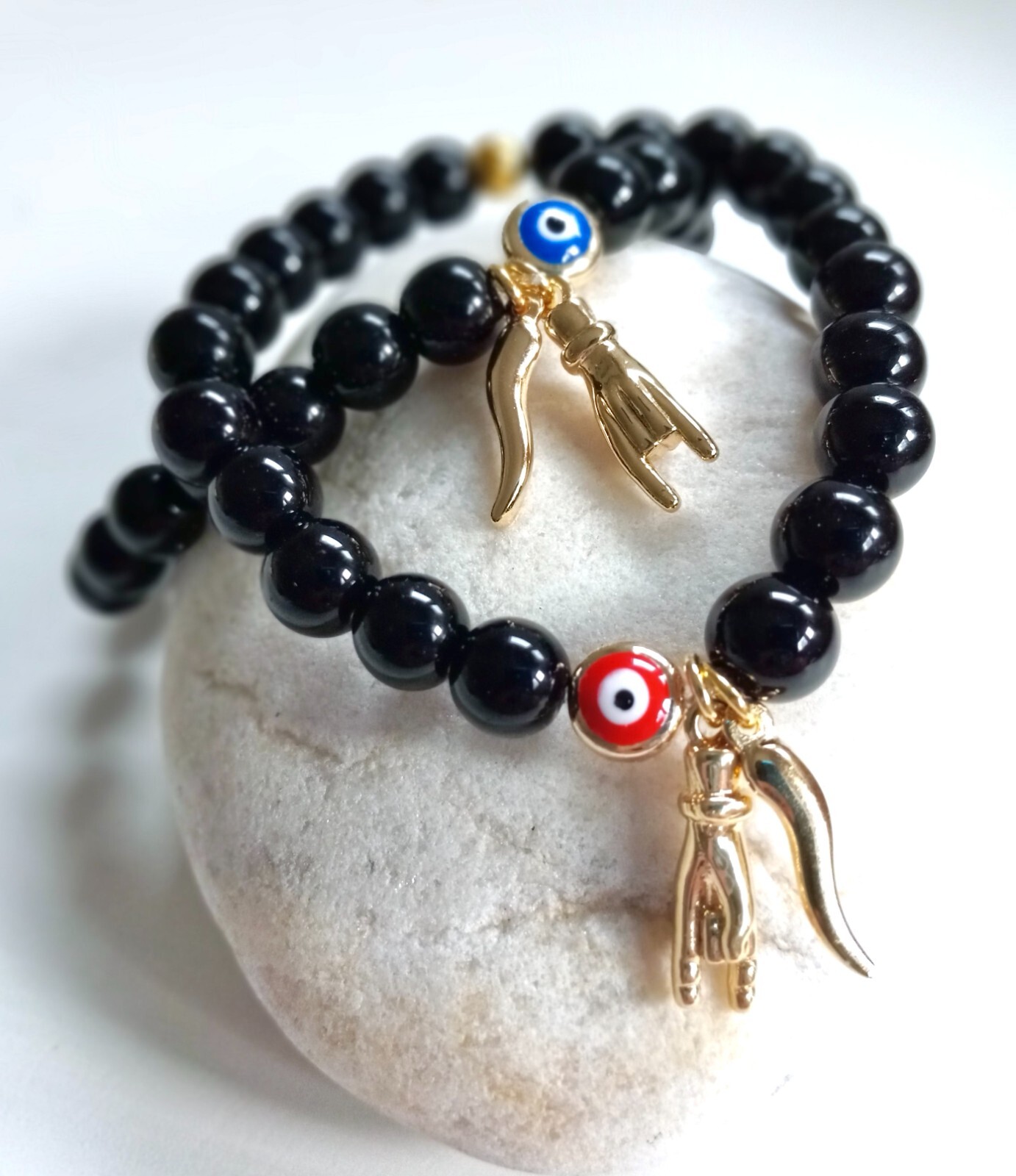 Italian Malocchio Bracelet, Mano Cornuto, Gold Cornicello, Horn Hand ...