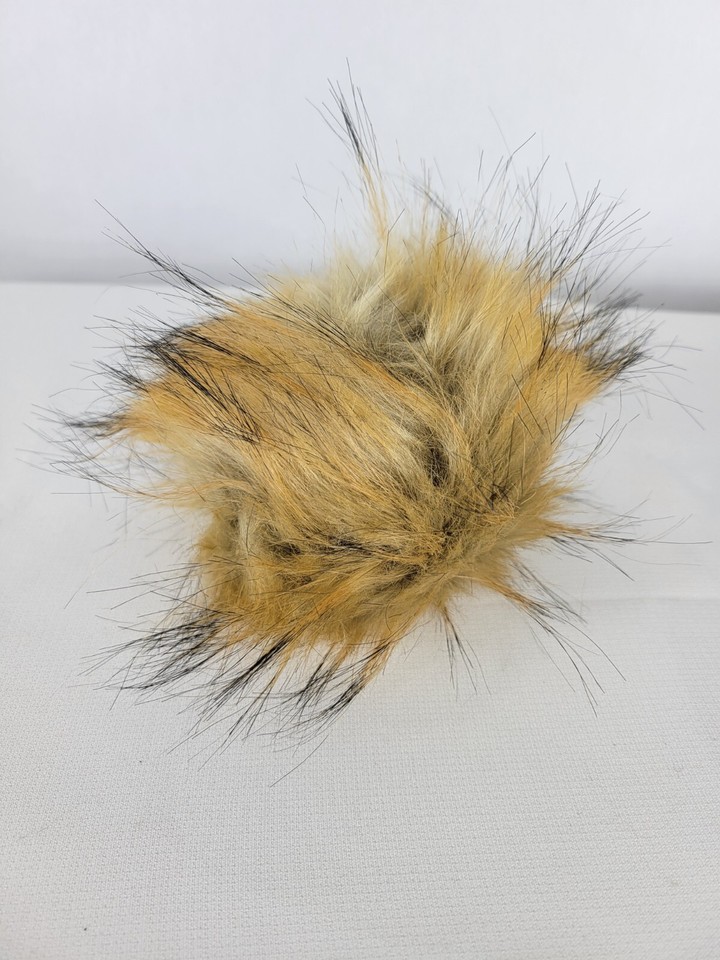 Faux Fur Pom Pom Keychain Tan Brown Tribble Gold Circle Clasp | eBay