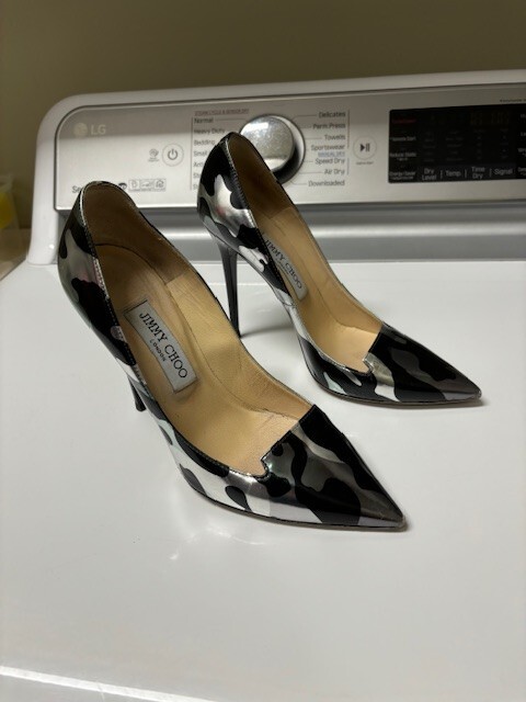 JIMMY CHOO ARI ANOUK BLACK & SILVER CAMOUFLAGE METALL… - Gem