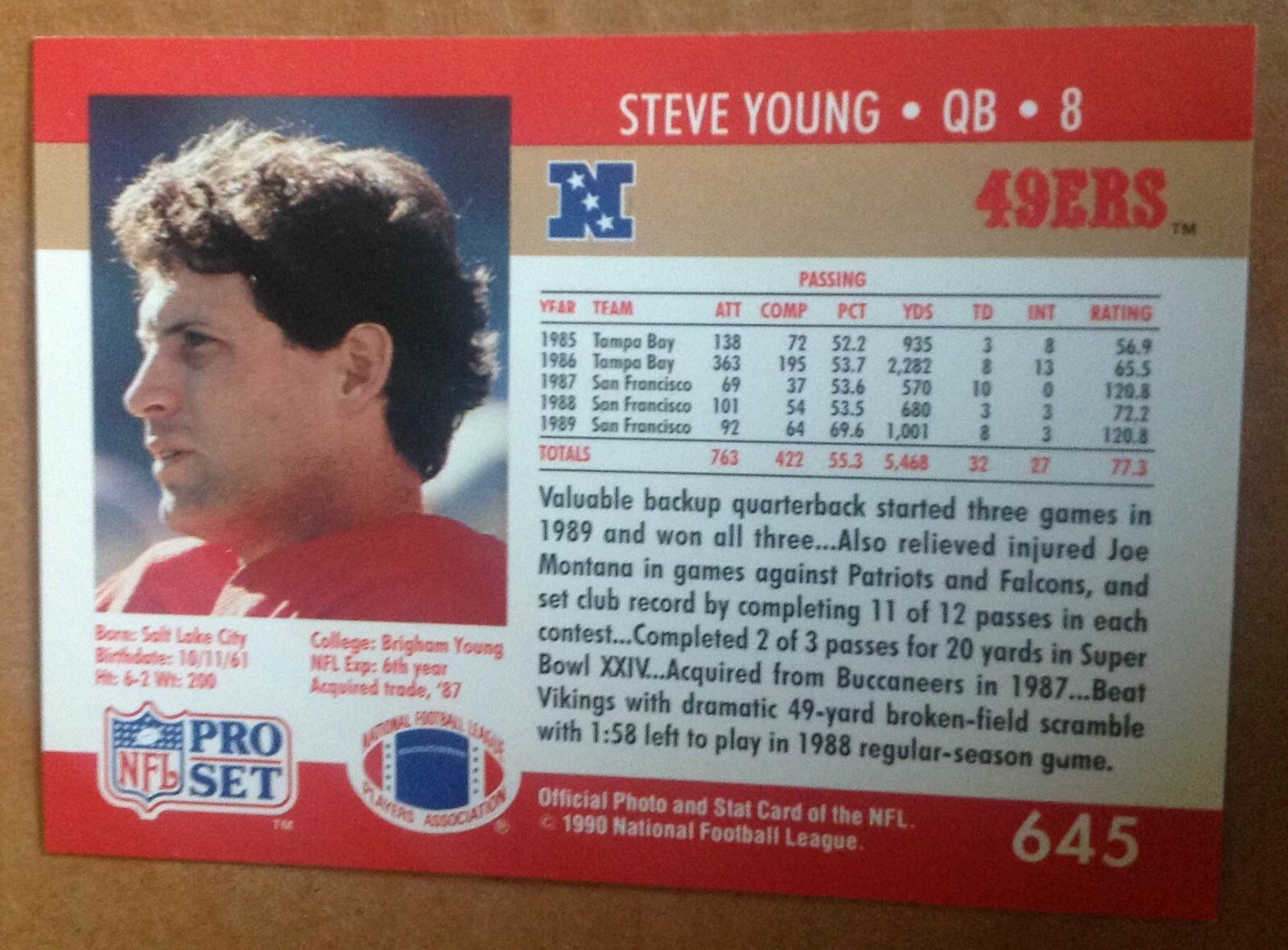 STEVE YOUNG 1990 PRO SET Card #645 NM-MT | eBay