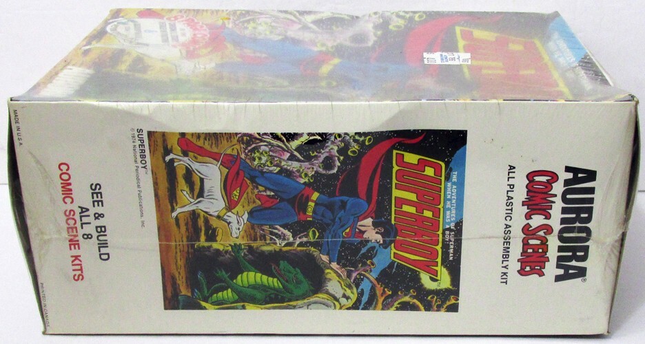 1974 AURORA SUPERBOY PLASTIC MODEL KIT, COMIC BOOK & 3-D BACKDROP MURAL ...