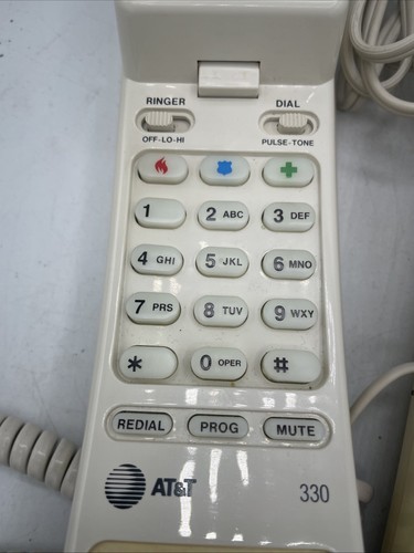 Vintage AT&T Model CRT 330 Desk Corded Telephone Digital Clock Alarm AM ...