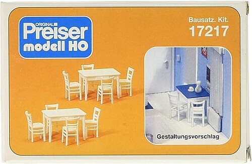 Preiser Table & Chairs White - Model Railroad Building Accessory - HO ...