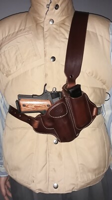 1911 Chest Holster Rig w/Extra Magazine Carry, Leather (3" to 3.5 ...