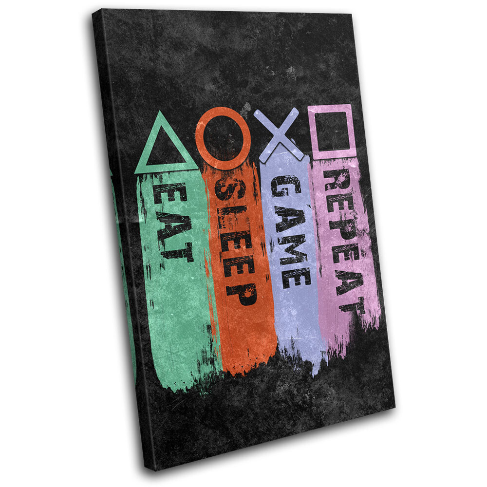 Playstation 5 Symbols Grunge Gaming SINGLE CANVAS WALL ART Picture ...