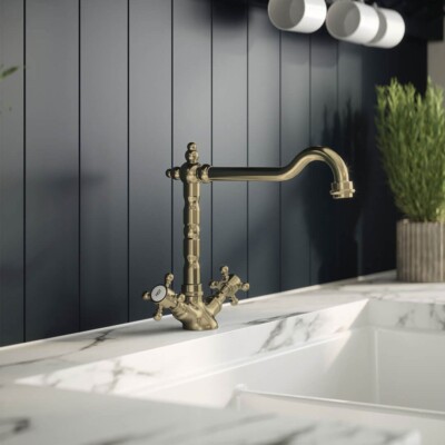 Traditional French Classic Kitchen Sink Mixer Tap Swivel Spout Dual ...