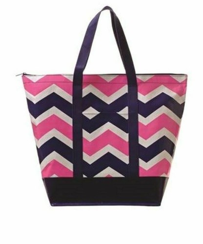 Toss Designs Bella Low Tide Chevron Navy Pink Monkey Tote Bag Beach ...