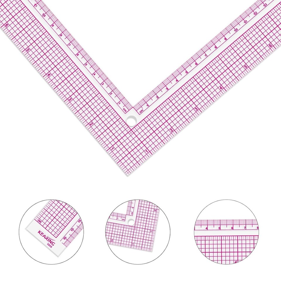 Kearing Plastic L Square Ruler, Clear Framing Square Ruler Set 8" + 12 ...