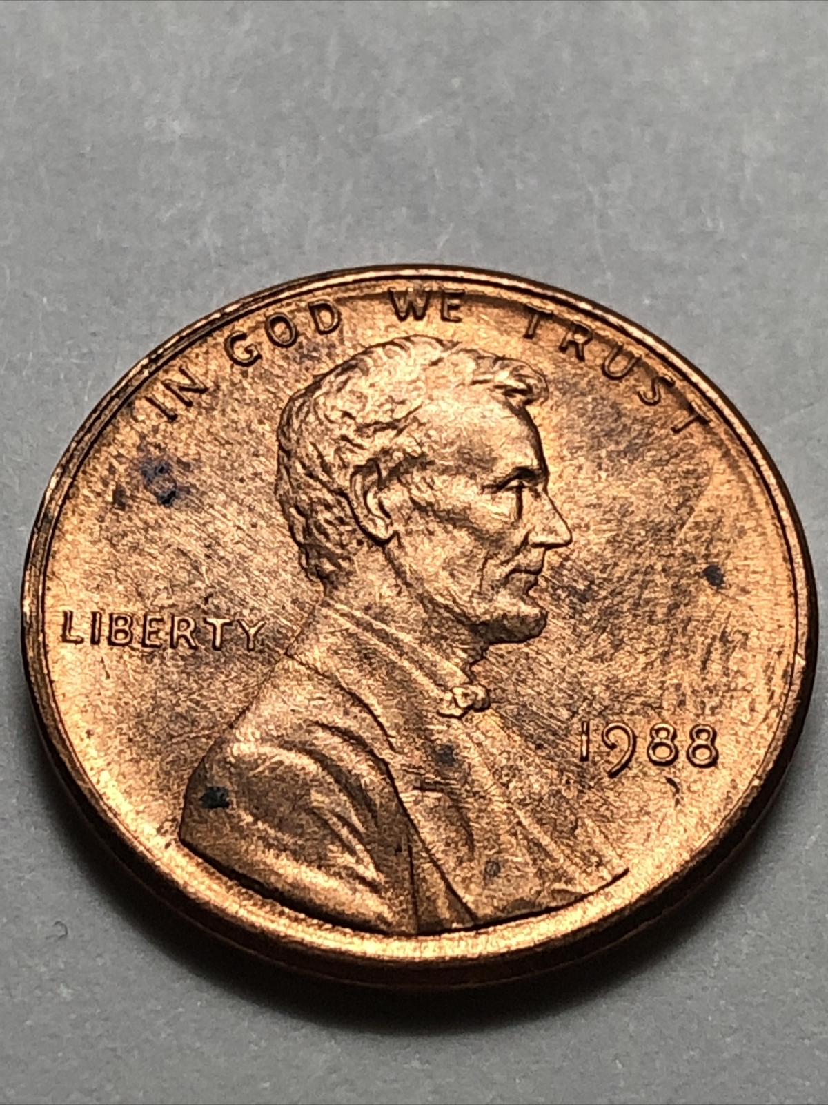 1988 Lincoln Penny Broadstruck Error Penny Rim Runs Through Letters Lot ...