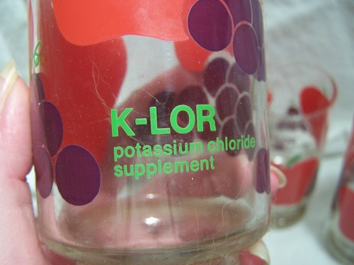 4 Vtg K-LOR Fruit Tumblers Glasses Physician's Sample Drug Potassium ...