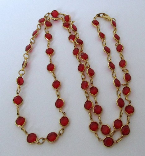 Vintage Bezel-Set Red Rhinestone Necklace | eBay
