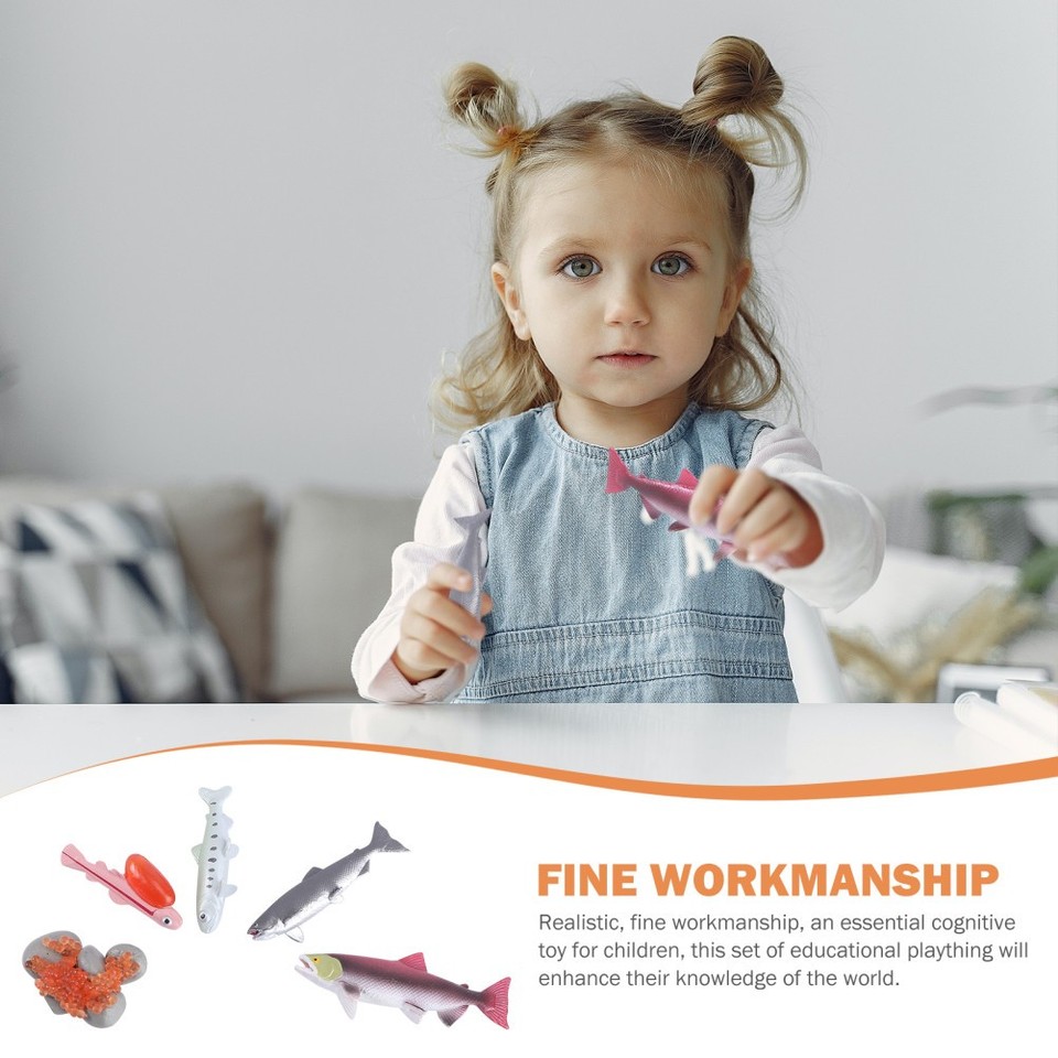 4Pcs Salmon Figurine Crafts Lifelike Kindergarten Fish Model Set ...