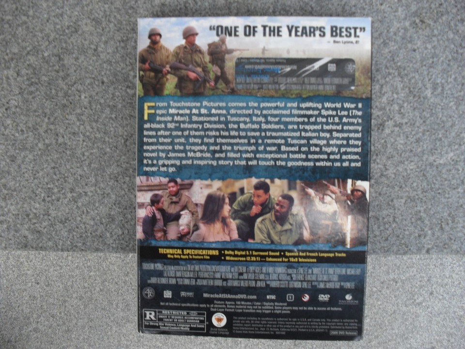 DVD MOVIE - " MIRACLE AT ST. ANNA " 2009 TOUCHSTONE PICTURES*SPIKE LEE ...