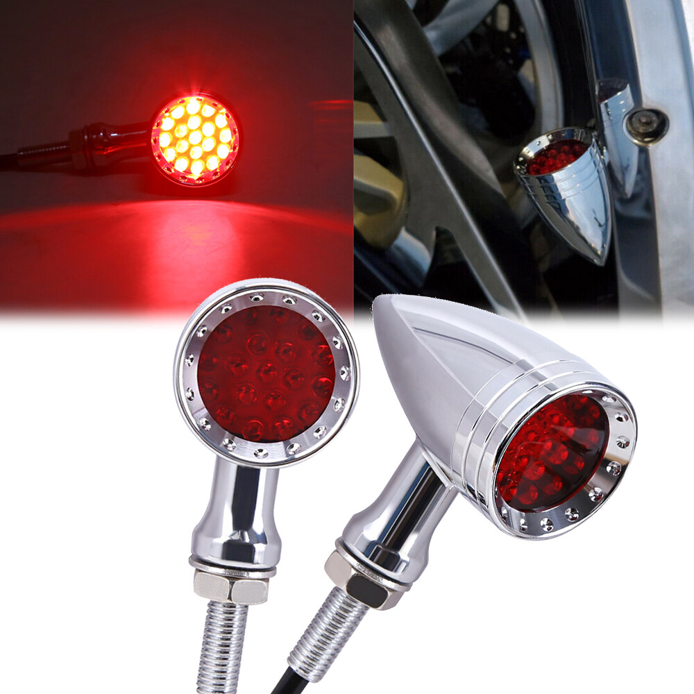 Universal Red 20 LED Chrome Motorcycle Running Turn Signal Tail Light ...