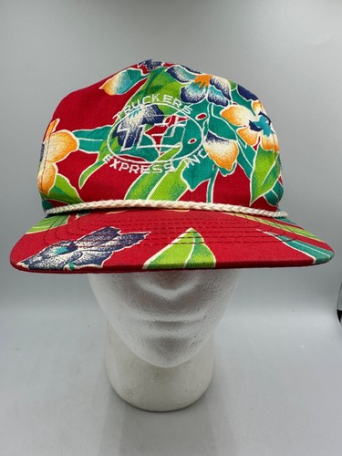 Vtg San Sun Hawaii Hat Hawaiian Floral White Rope Baseball Surf Style ...