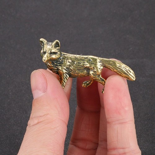 Solid Brass Fox Figurine Miniature Tea Pet Ornament Crafts Vintage ...