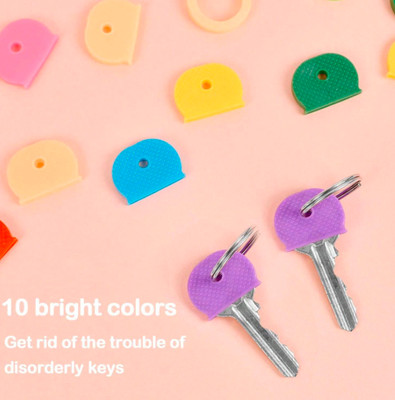 10 x Coloured Key Top cover Caps Assorted Head Covers ID Tag Cap Ring ...