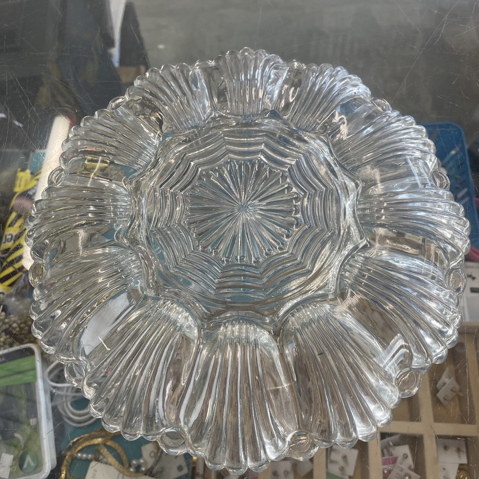 Vintage Glass Deviled Egg Plate – Sunburst/Pinwheel (10 inches) P-003 ...