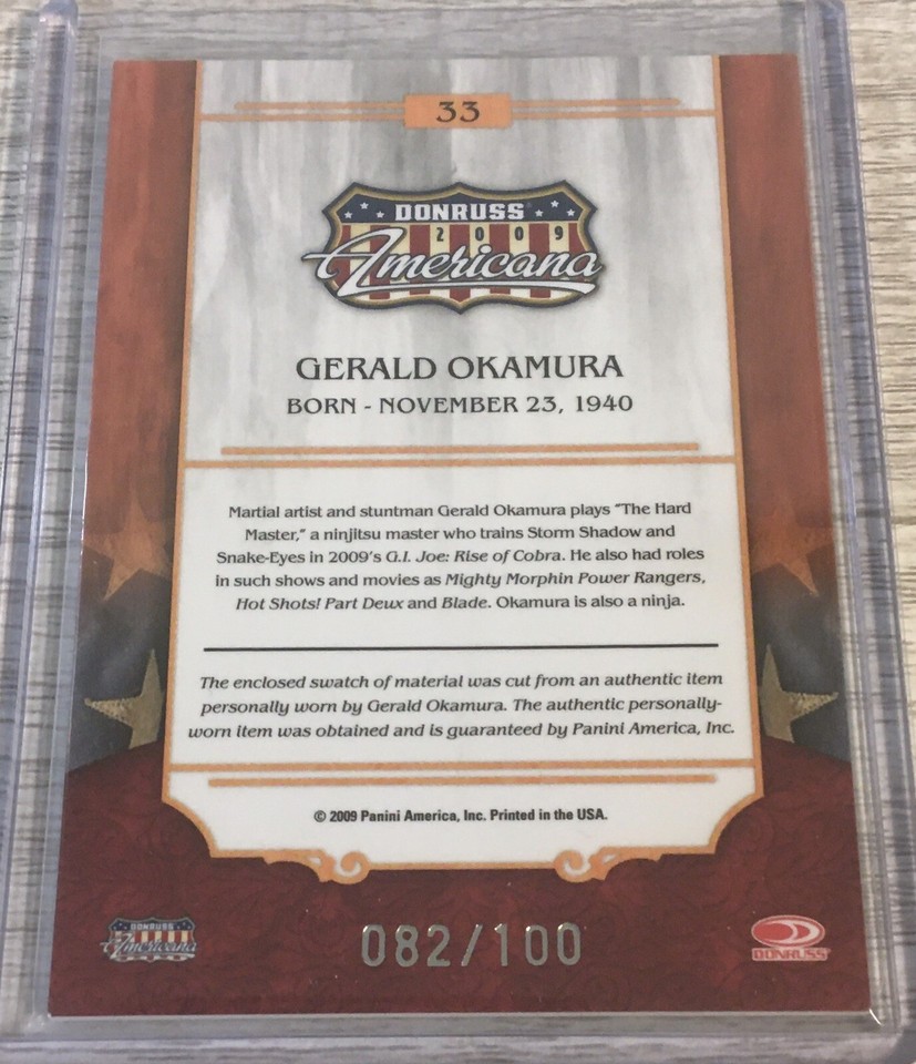 2009 Donruss Americana Silver Proof Gerald Okamura #33 Costume Card ...